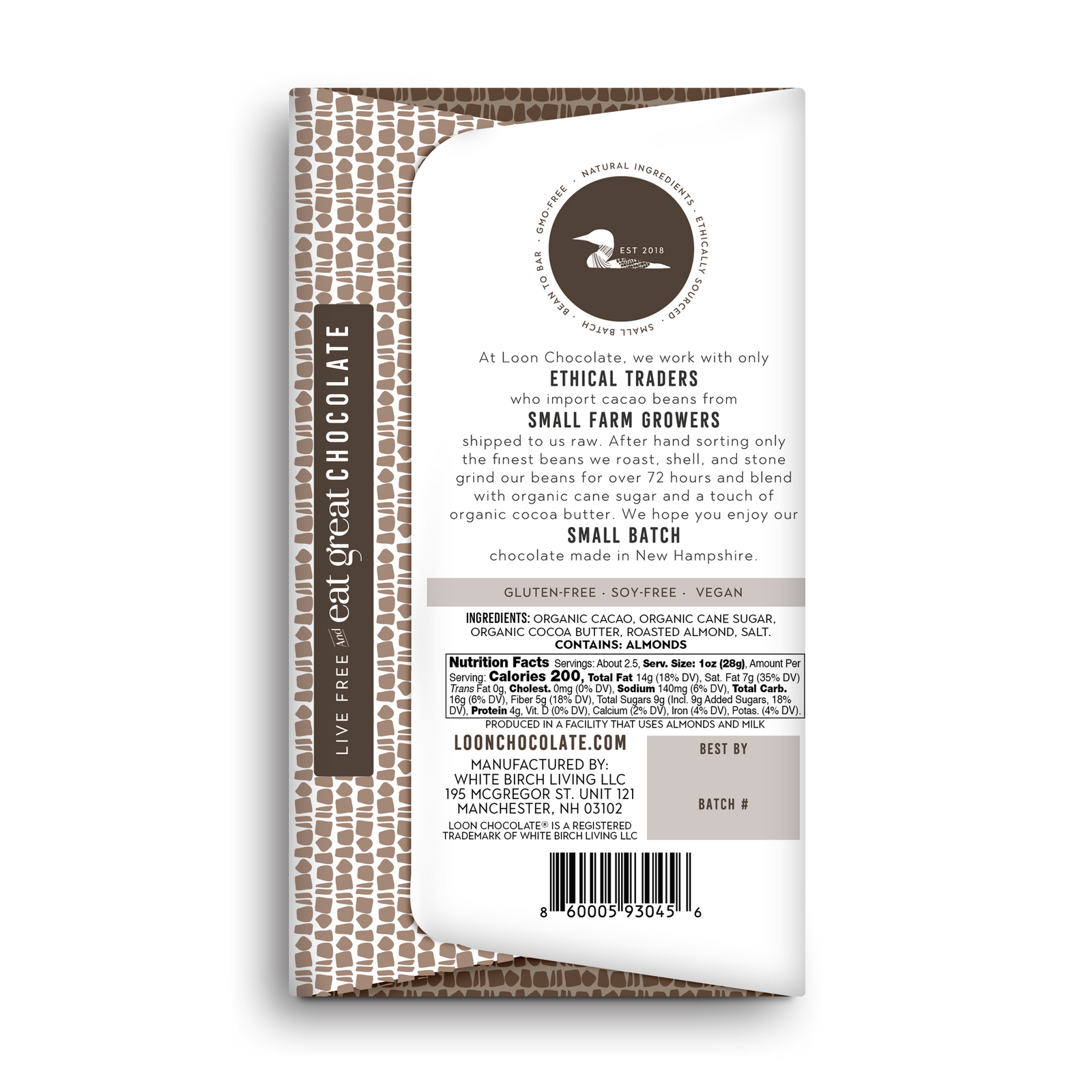Almond – 70% Dark Chocolate with Roasted Almonds | Loon Chocolate