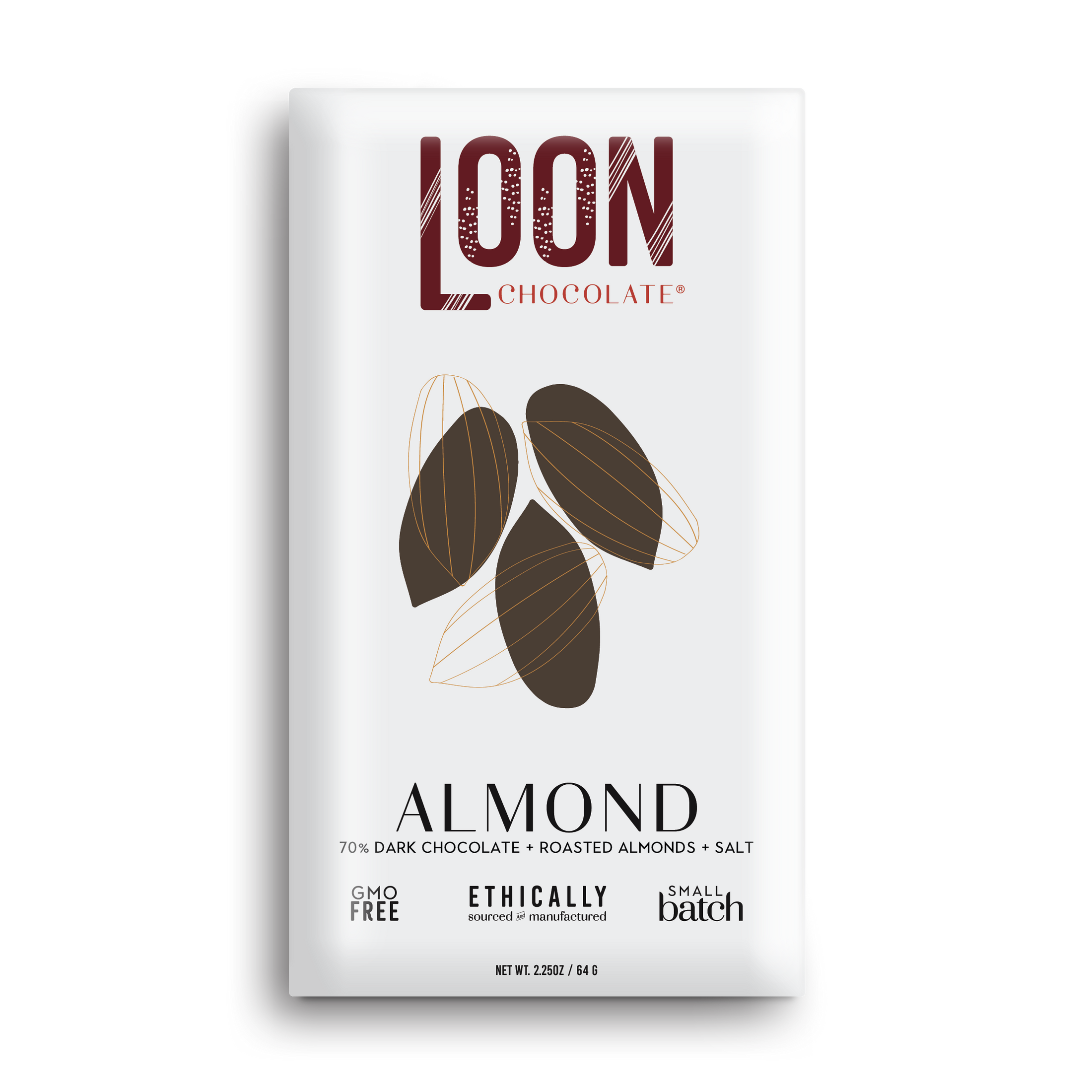 Almond – 70% Dark Chocolate with Roasted Almonds | Loon Chocolate
